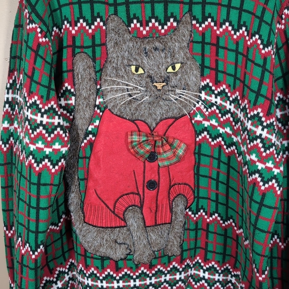33 Degrees | Sweaters | 33 Degrees Ugly Christmas Sweater Cat Angry Xl ...